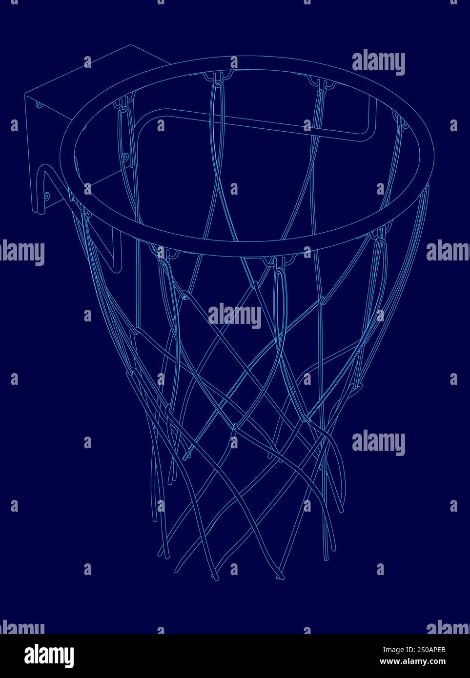Blue basketball net with a blue rim. The net is made of a blue mesh ...