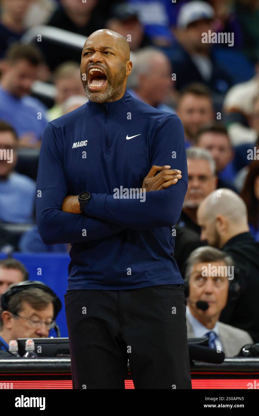 Orlando Magic head coach Jamahl Mosley reacts to his team playing the ...