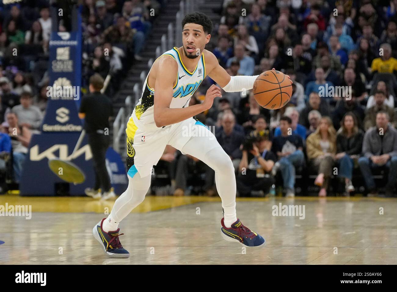 Indiana Pacers guard Tyrese Haliburton during an NBA basketball game ...