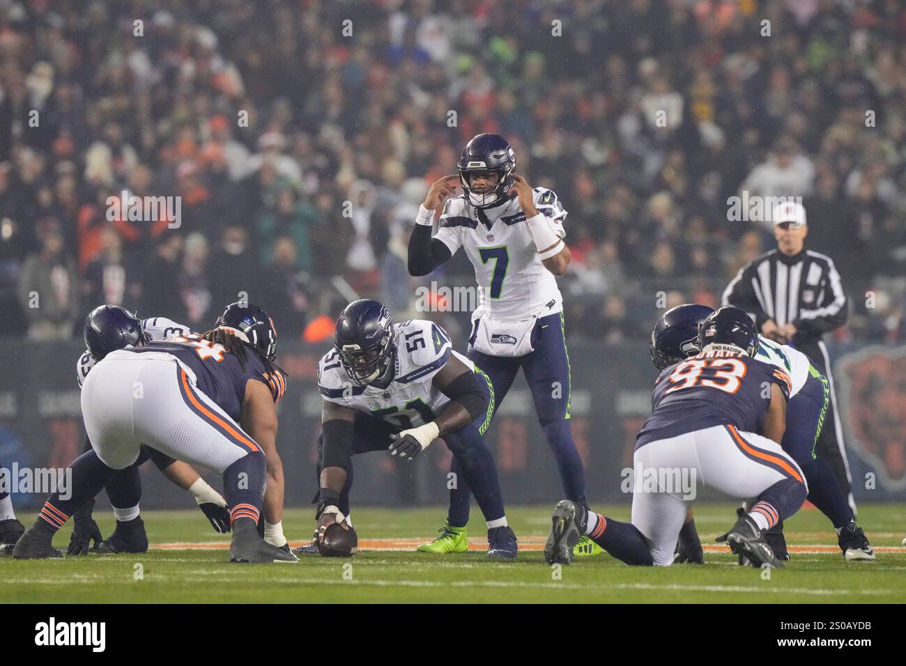 Seattle Seahawks quarterback Geno Smith (7) gestures before taking a ...