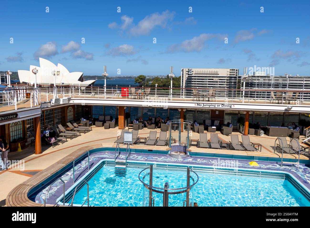 Cunard Queen Elizabeth cruise ship alongside Overseas passenger ...