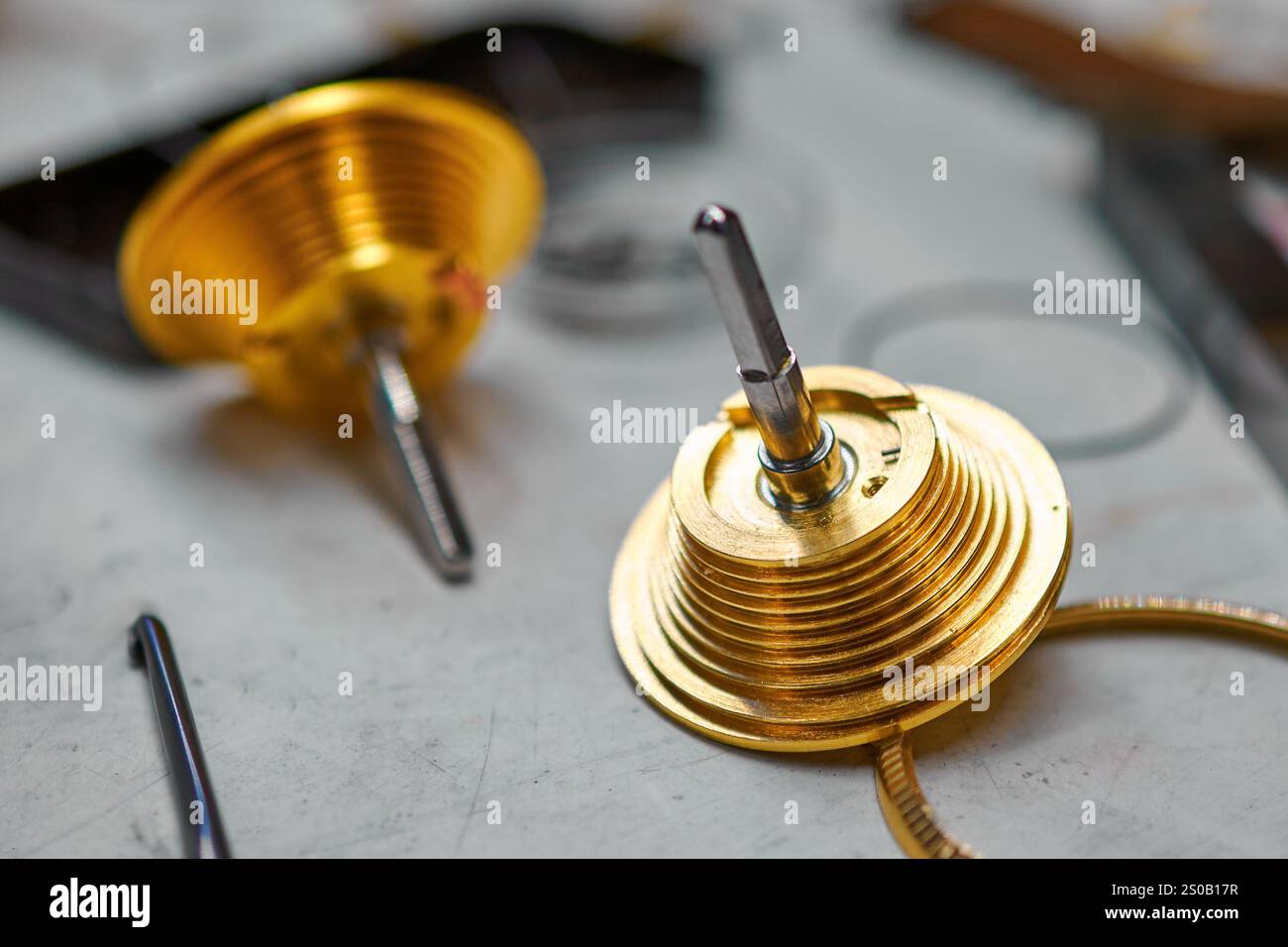 Intricate craftsmanship of a conical drum with detailed chronometer ...