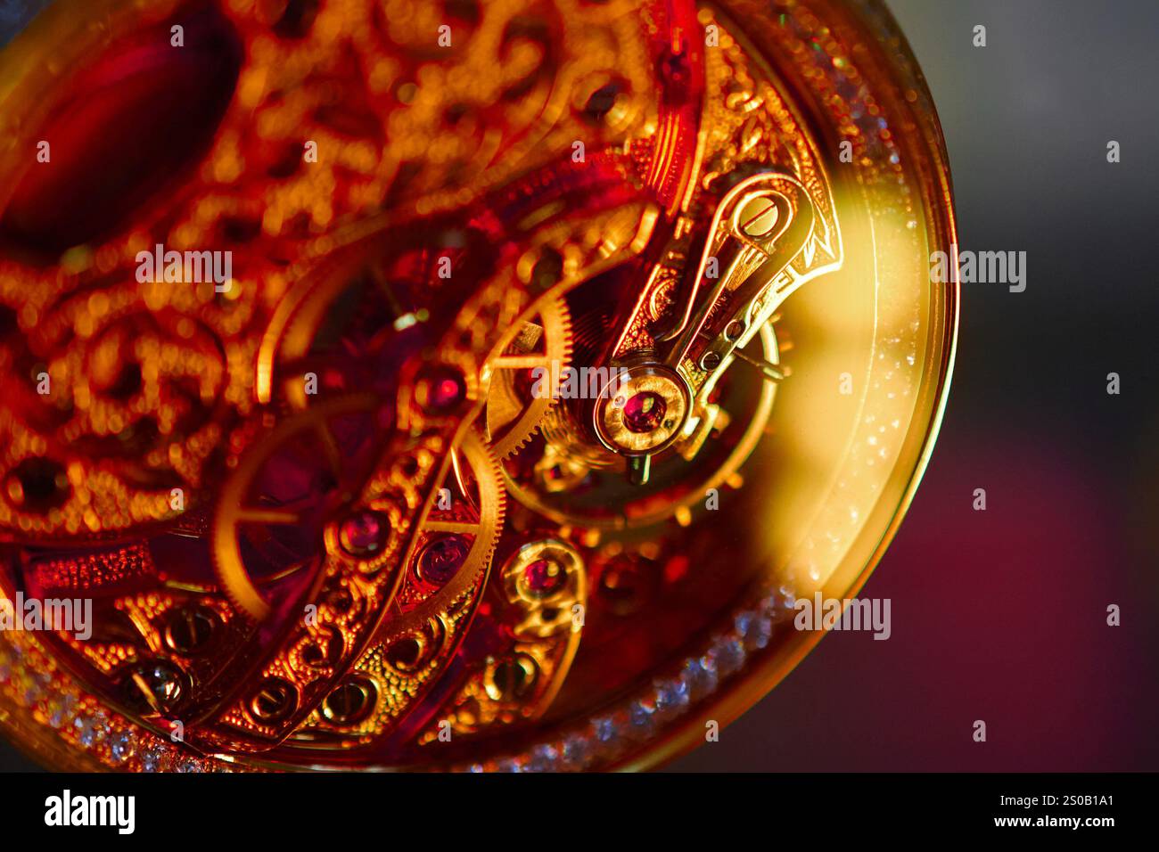 Intricate beauty unfolds in a macro view of a jewelry watch mechanism ...