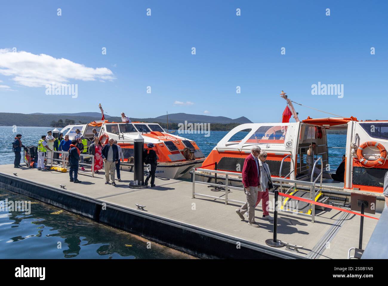 Cruise ship passengers disembark Queen Elizabeth cruise ship tender to ...