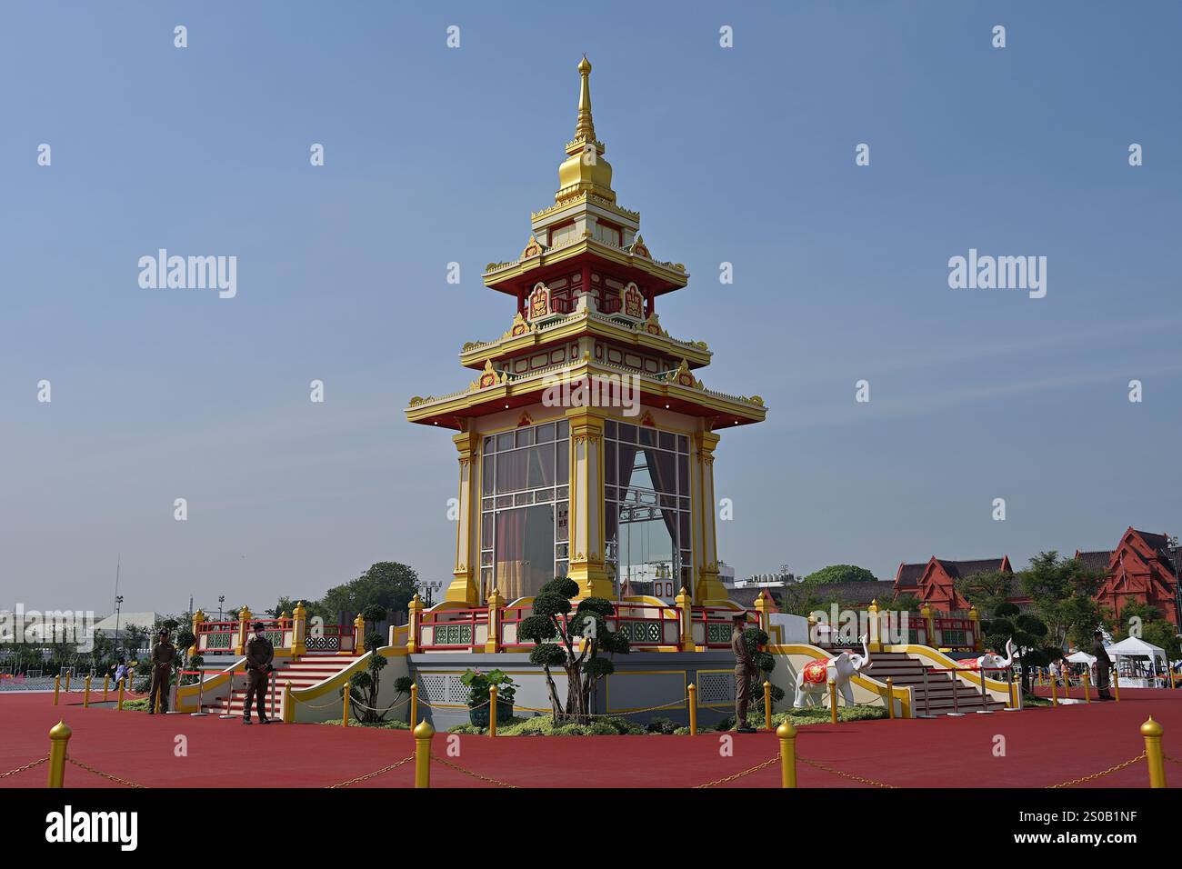 View of the ceremonial pavilion specially built to enshrine the Buddha ...