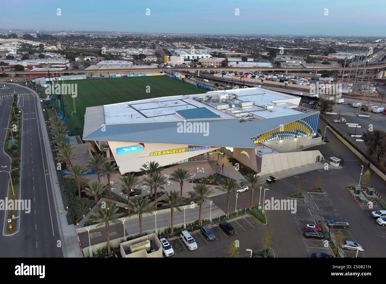 A general overall aerial view of the Los Angeles Chargers headquarters ...