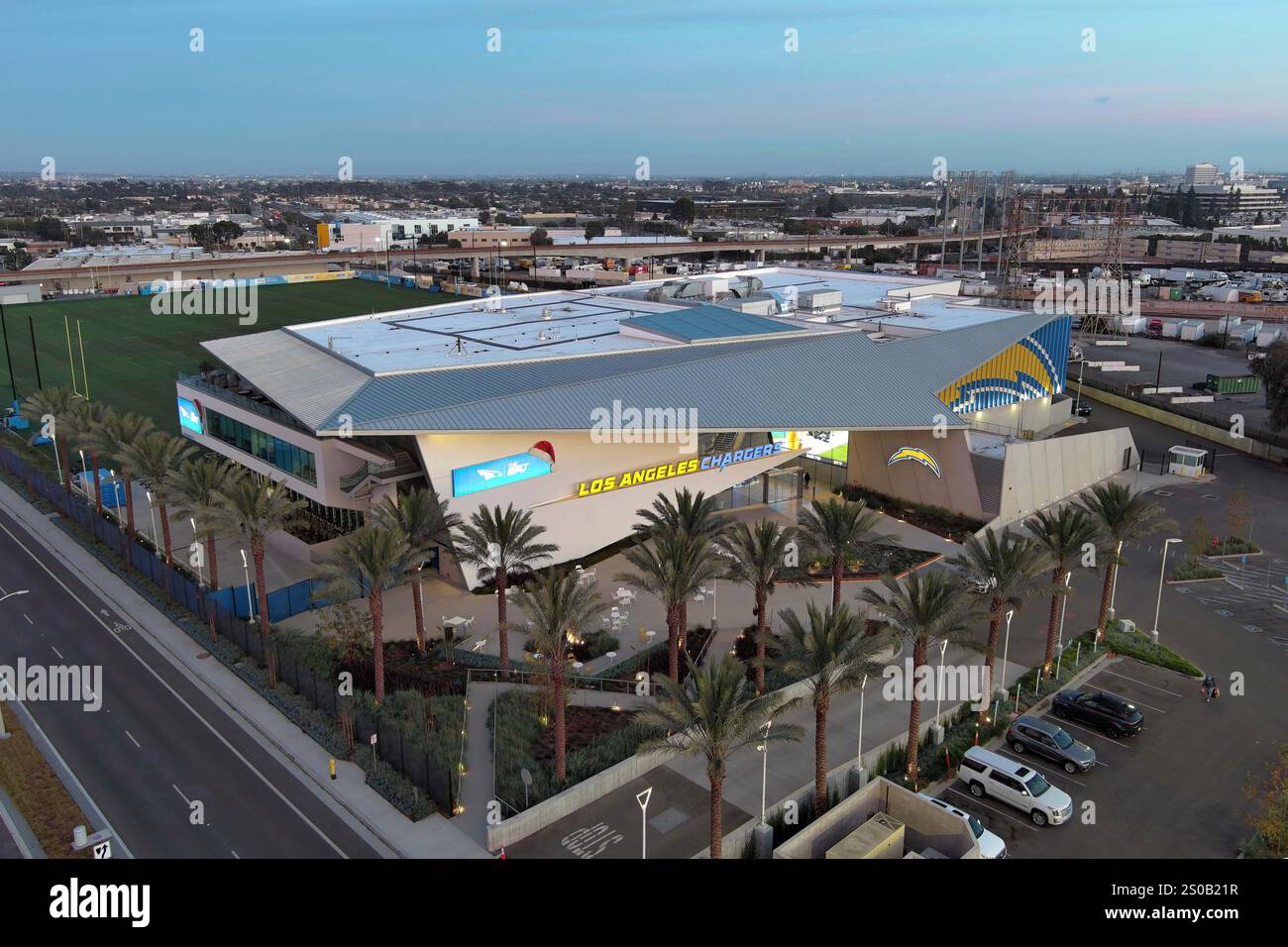 A general overall aerial view of the Los Angeles Chargers headquarters ...