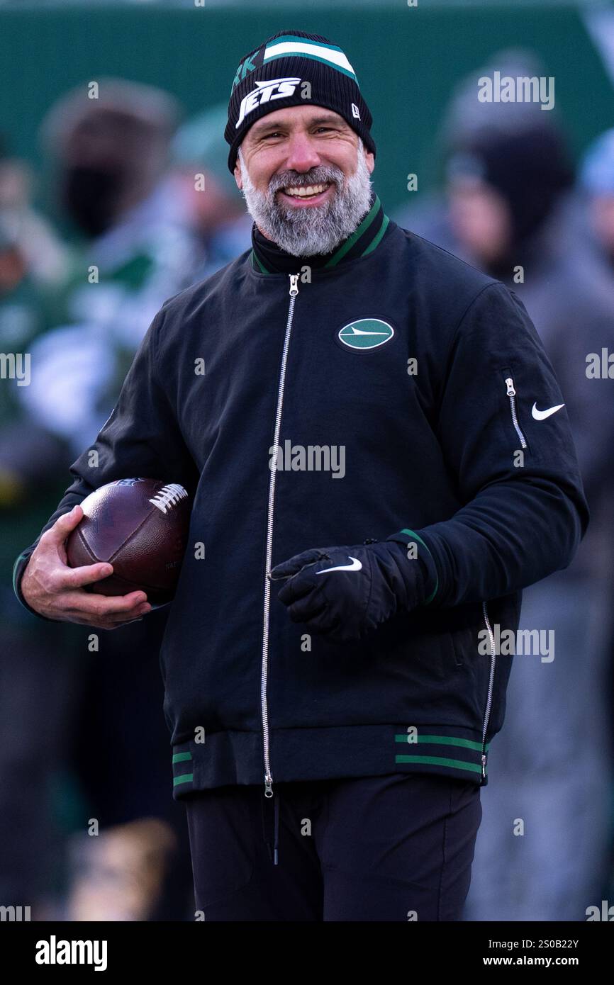 New York Jets interim head coach Jeff Ulbrich looks on during warm-ups ...