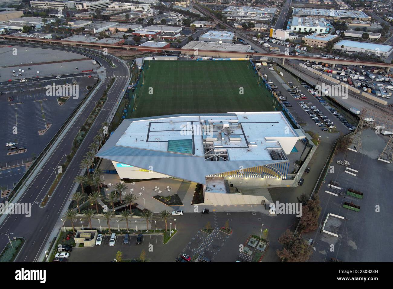 A general overall aerial view of the Los Angeles Chargers headquarters ...