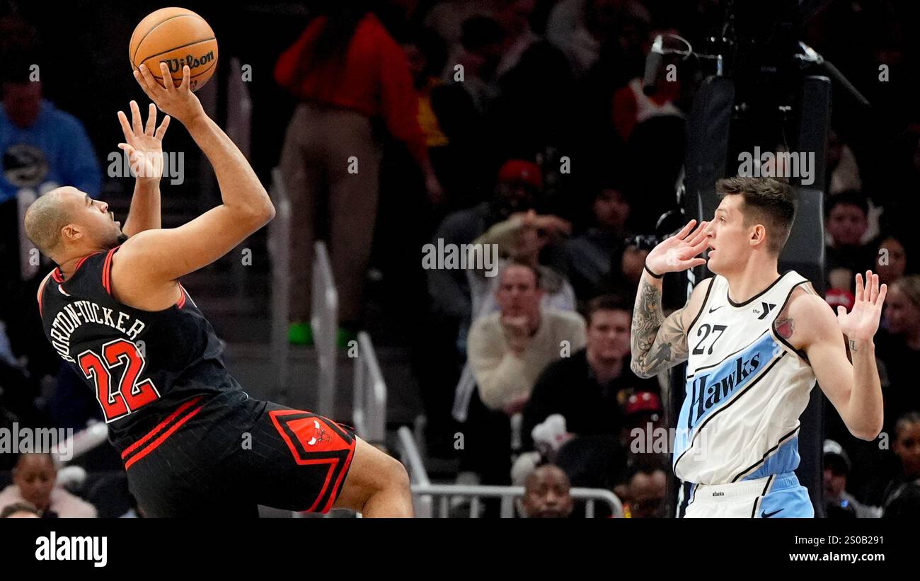 Atlanta Hawks forward Larry Nance Jr. (22) shoots against Atlanta Hawks ...