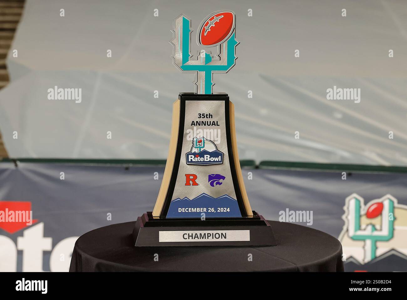 PHOENIX, AZ - DECEMBER 26: The Rate Bowl trophy during the Rate Bowl ...