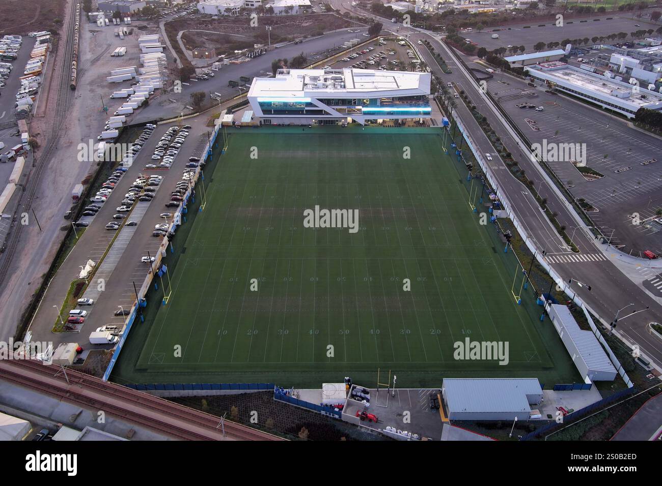 A general overall aerial view of the football fields at the Los Angeles ...