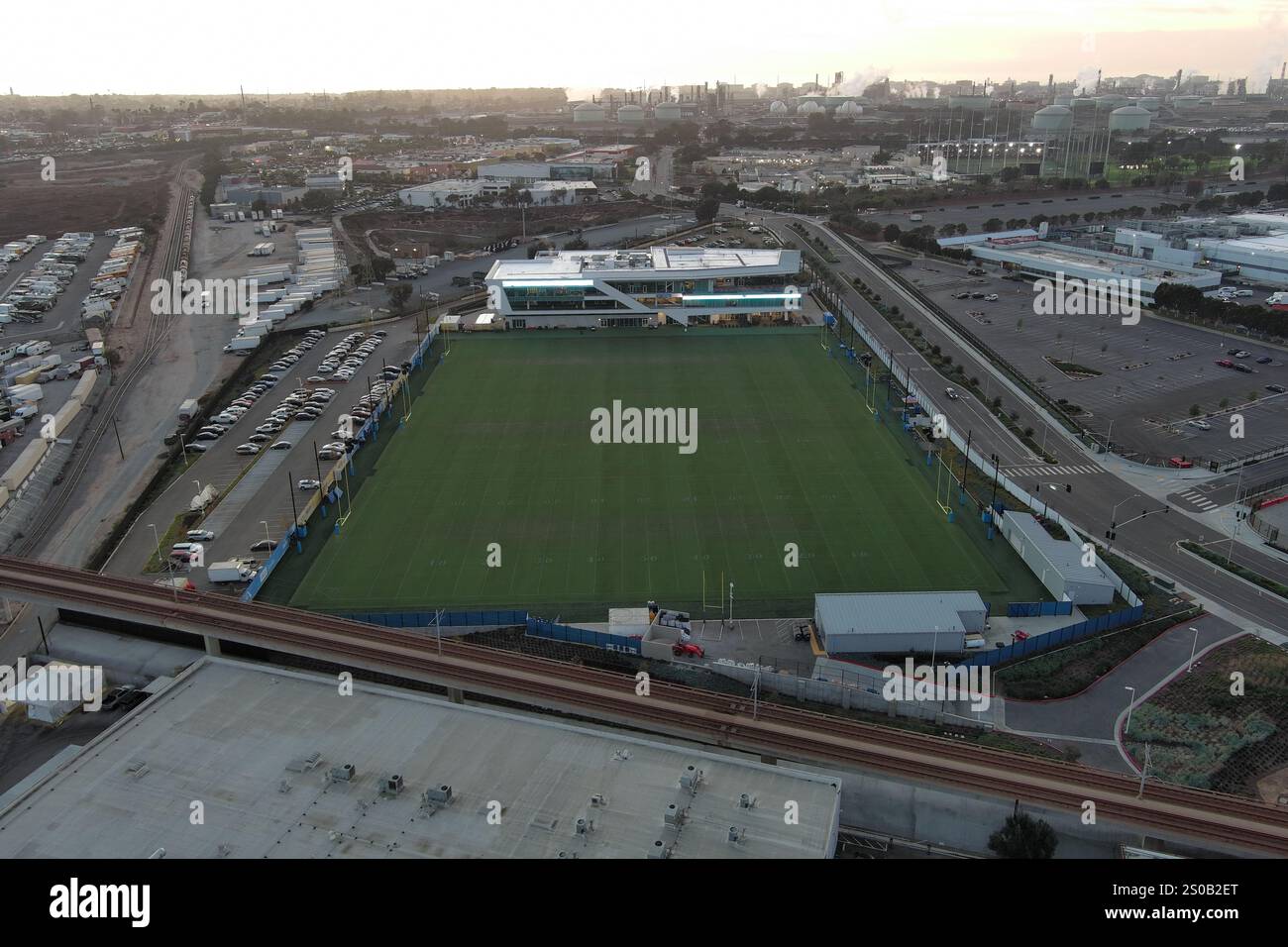 A general overall aerial view of the football fields at the Los Angeles ...
