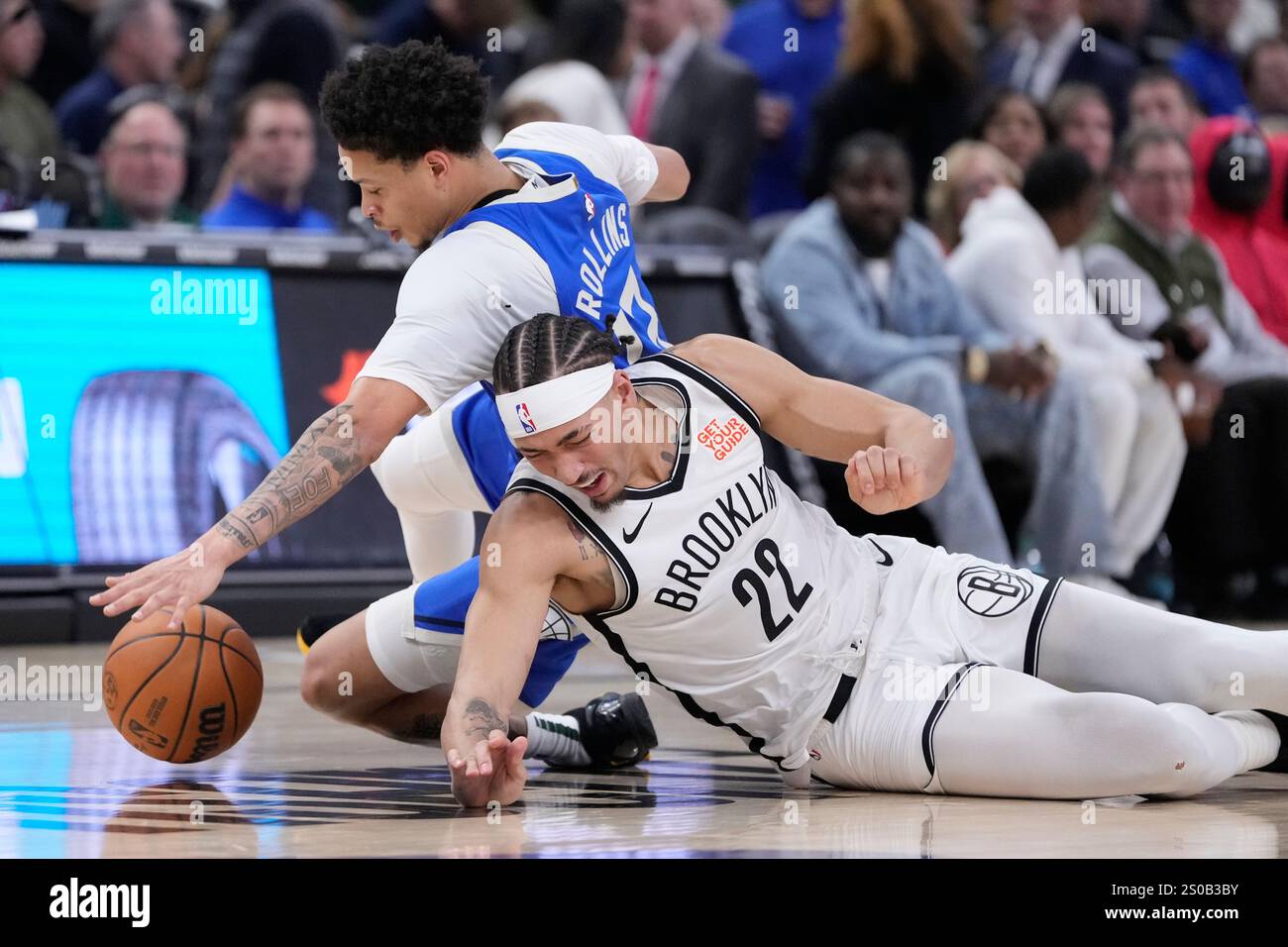 Brooklyn Nets' Jalen Wilson and Milwaukee Bucks' Ryan Rollins battle ...