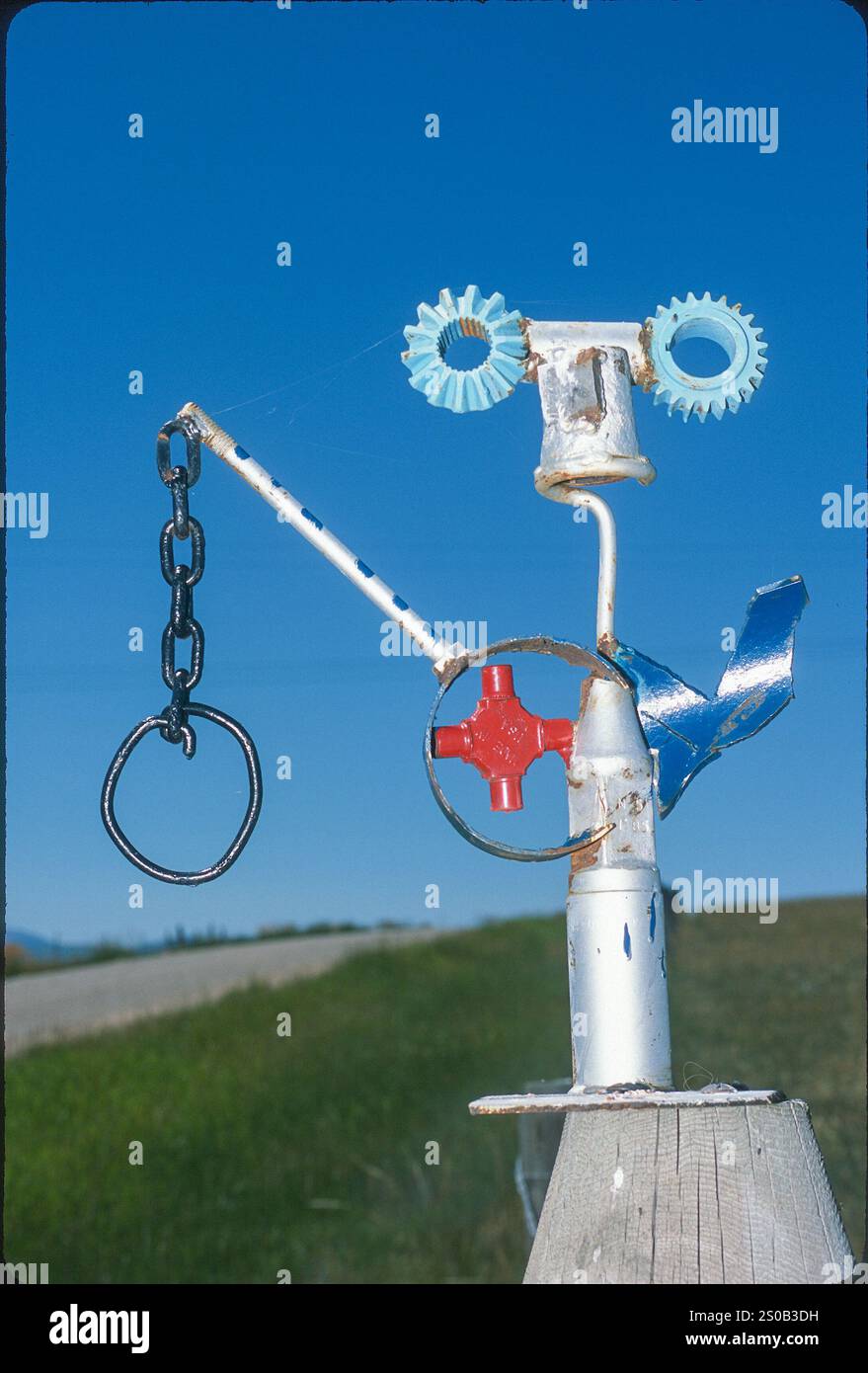 Junkyard art, untitled piece by WCH. Looks like a knight with chain ...