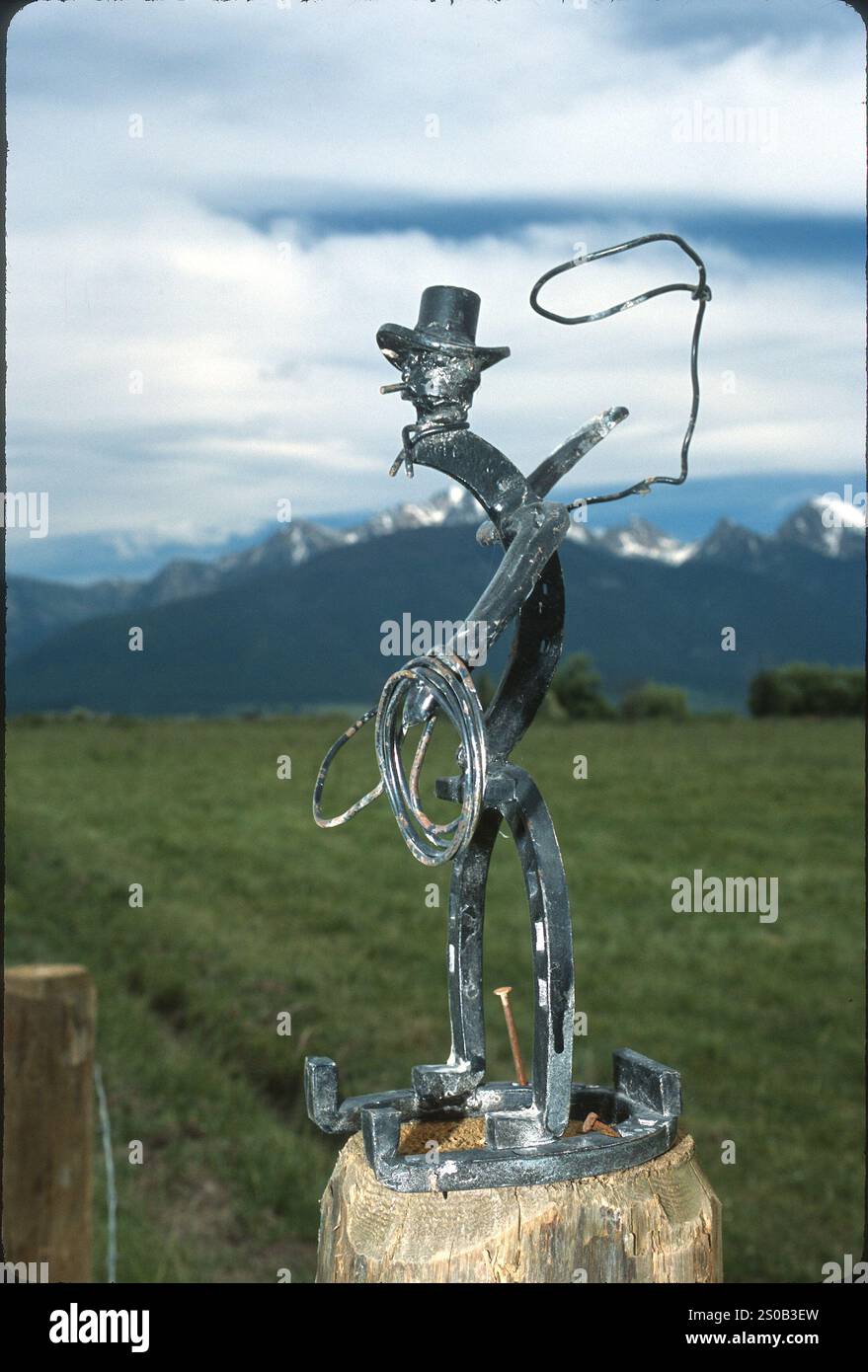 Untitled junkyard art "cowboy" twirling his lariat. Welded from ...