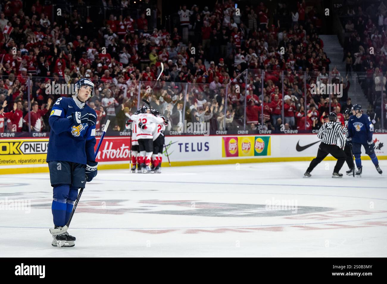 Kasper Halttunen of, Finland. , . looks dejected after Matthew Schaefer ...