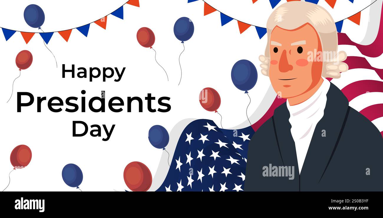 happy presidents day horizontal banner illustration Stock Vector Image ...