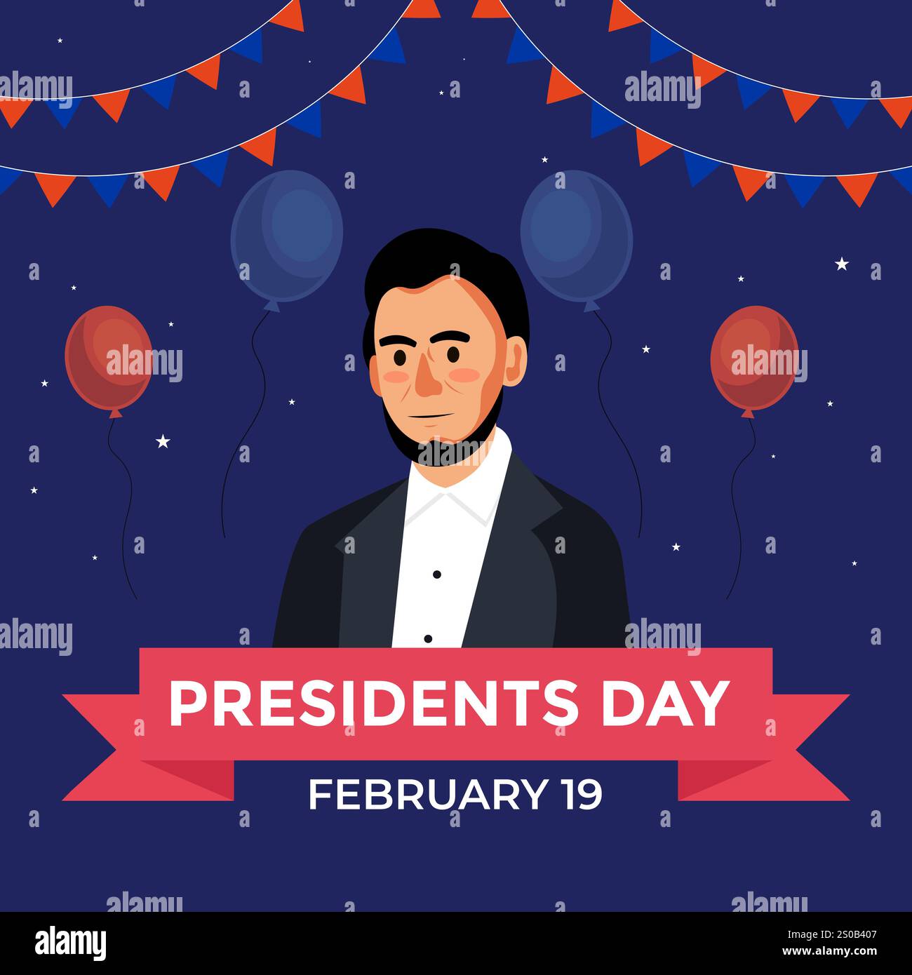 happy presidents day illustration in flat design style Stock Vector ...