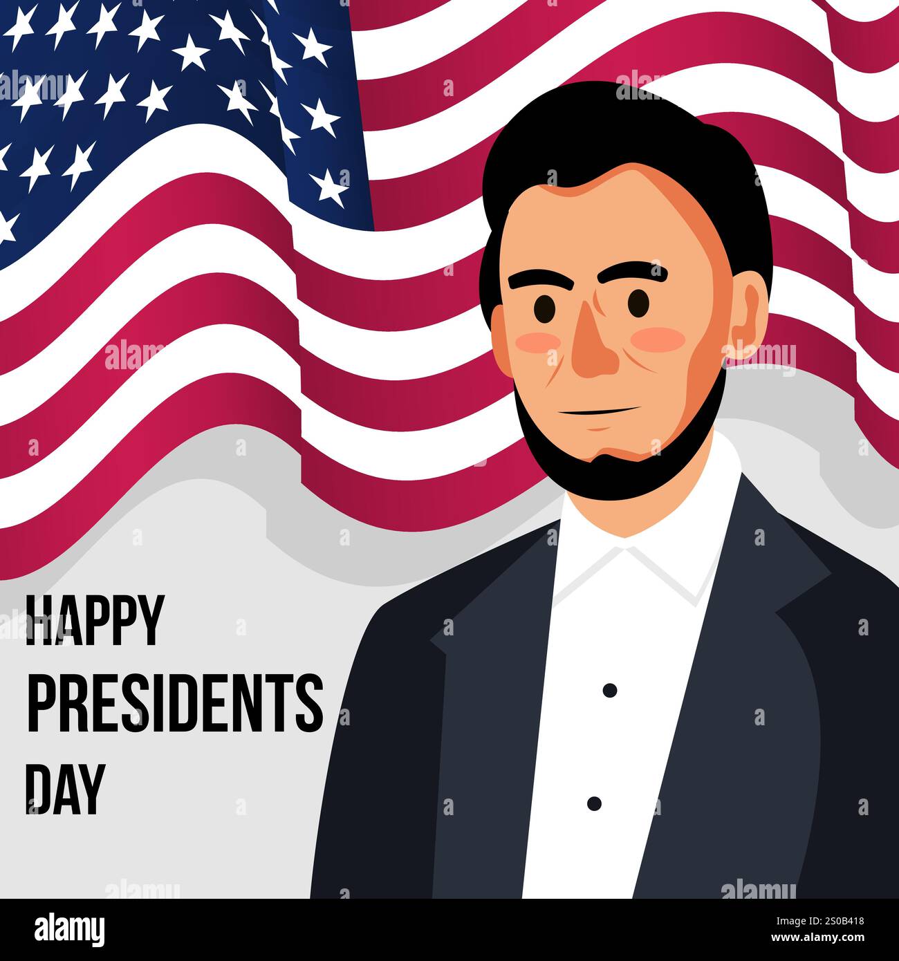 happy presidents day illustration on american flag background Stock ...