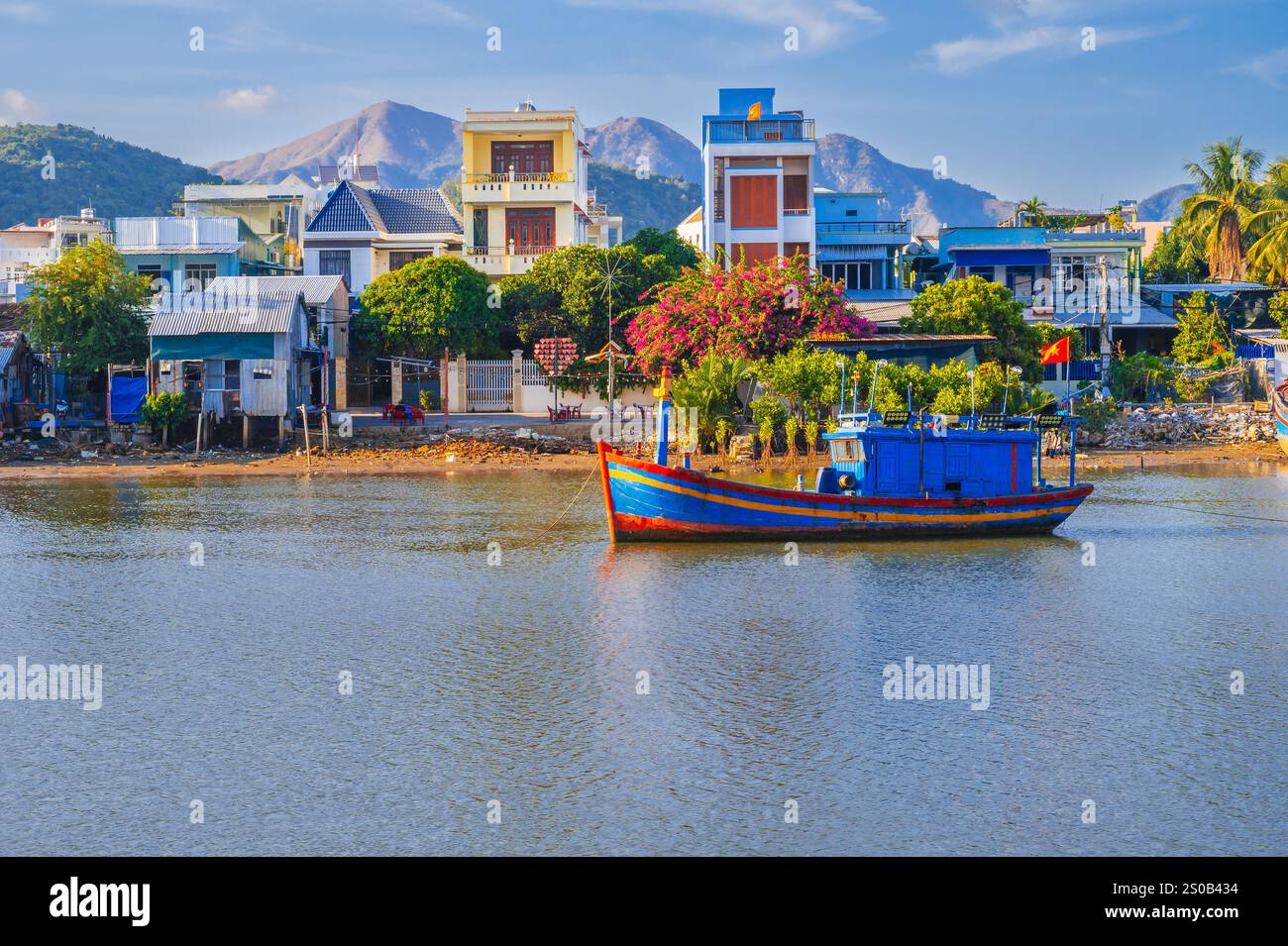 Vietnamese fishing boats on the Kai River in Nha Trang, Vietnam Stock ...