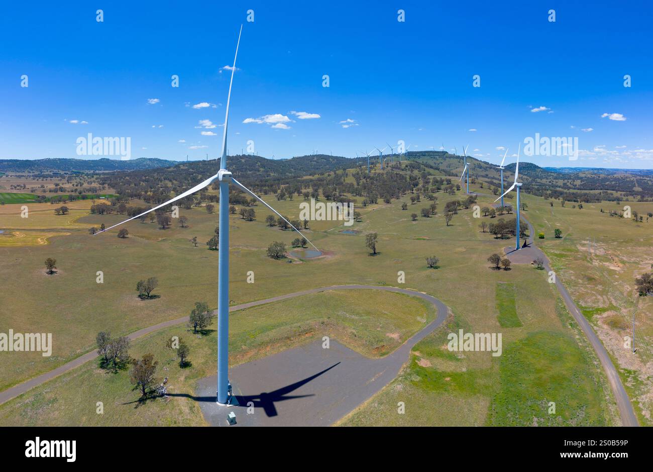 Aerial view of Wind Turbines at the White Rocks Wind Farm near Glen ...