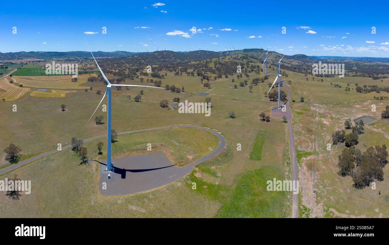 Aerial view of Wind Turbines at the White Rocks Wind Farm near Glen ...