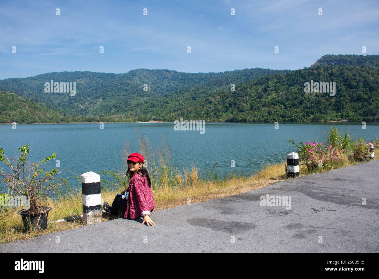 Thai women traveler travel visit journey and posing portrait for take ...