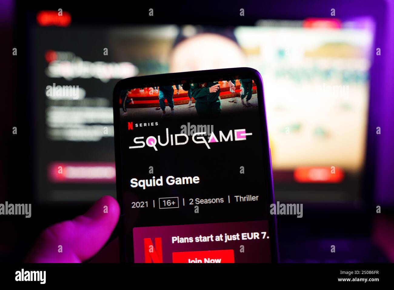TV show Squid game 2 logo displayed on smartphone screen. December 26 ...