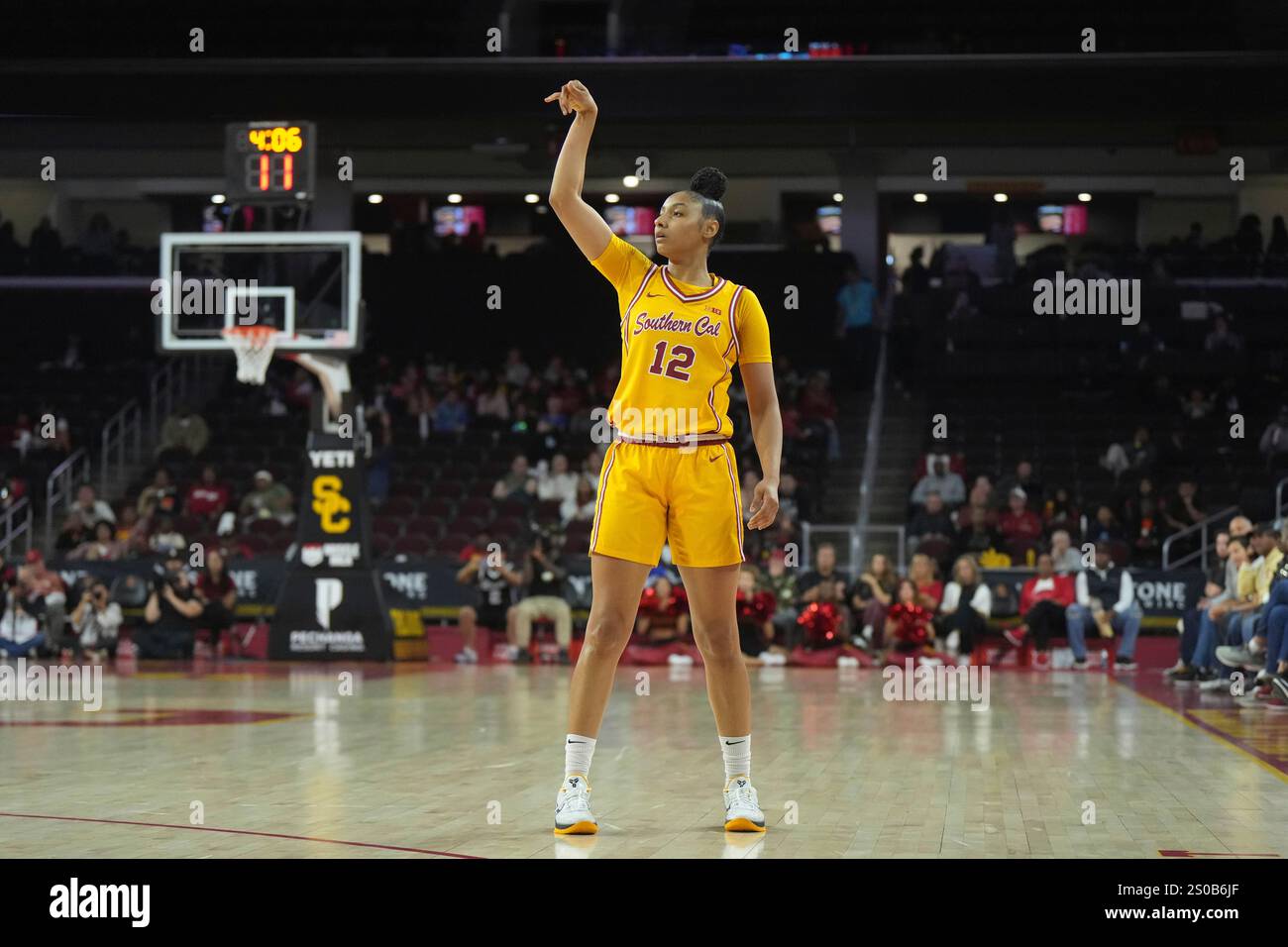 Southern California Trojans guard JuJu Watkins (12) follows through ...
