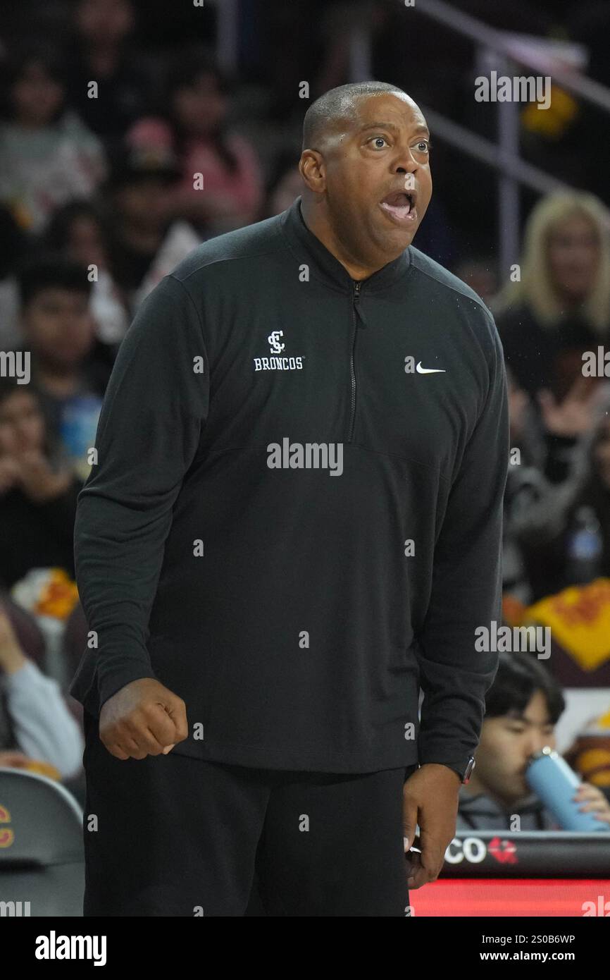 Santa Clara Broncos head coach Michael Floyd reacts during an NCAA ...