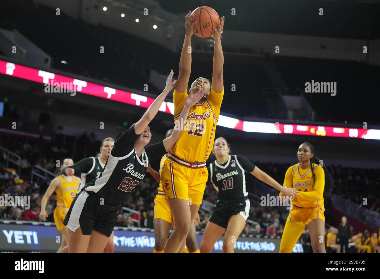 Southern California Trojans guard JuJu Watkins (12) rebounds the ball ...