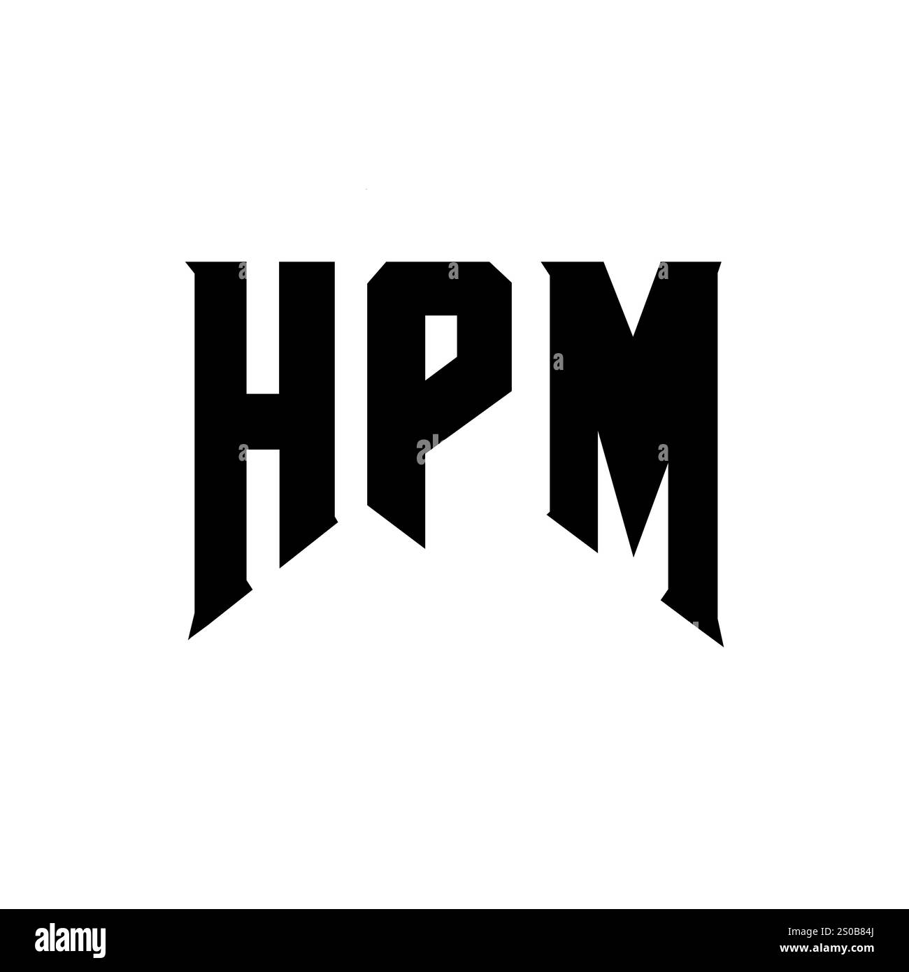 HPM letter logo design for technology company. HPM logo design black and white color combination ...