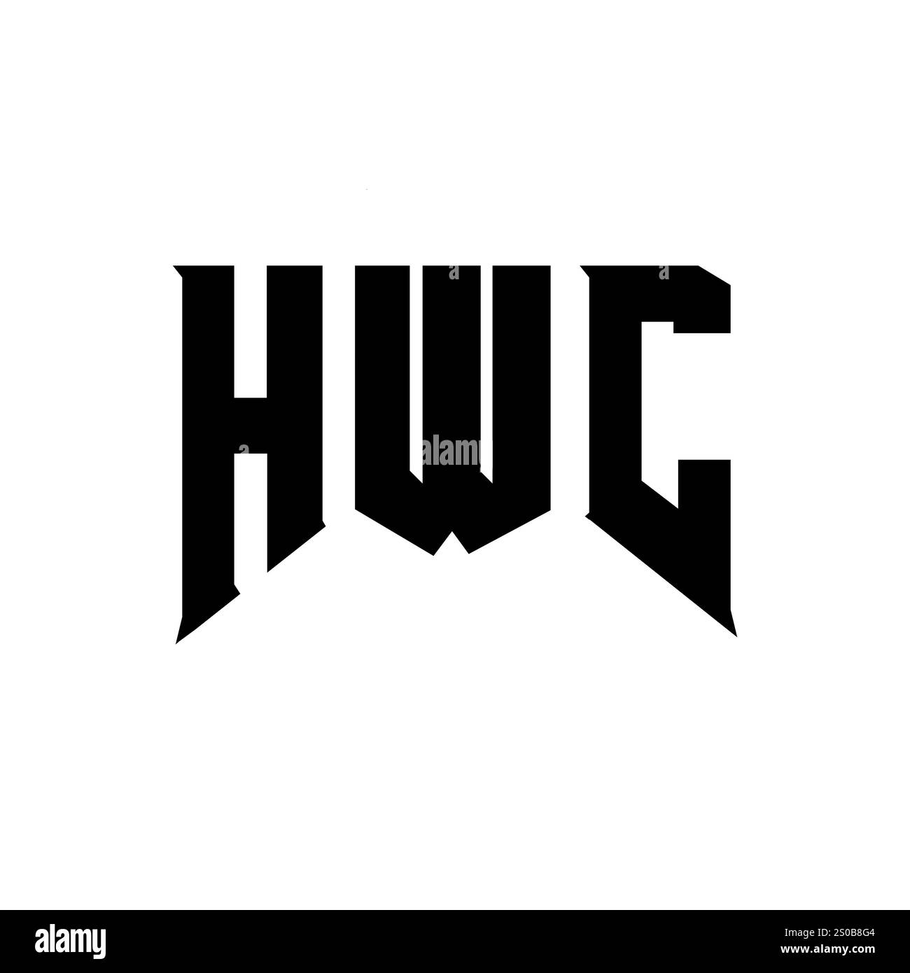 HWC letter logo design for technology company. HWC logo design black and white color combination ...