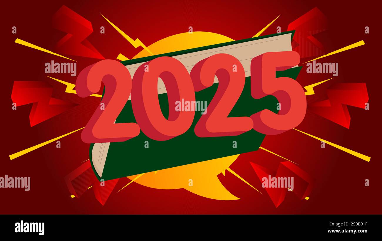 Number 2025 on a book, cartoon vector illustration Stock Vector Image ...