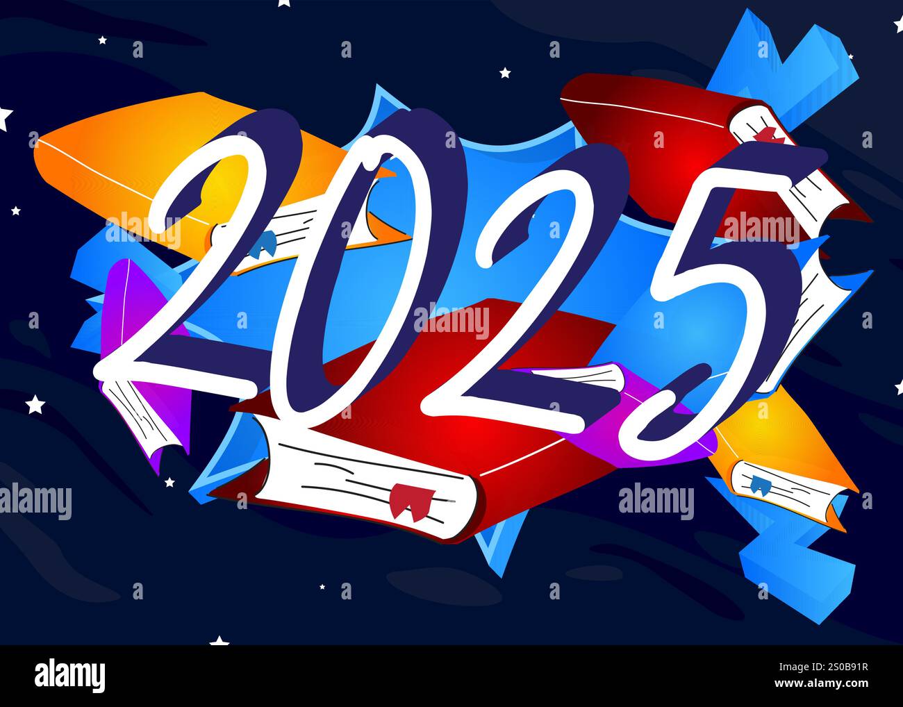 Number 2025 on a book, cartoon vector illustration Stock Vector Image ...