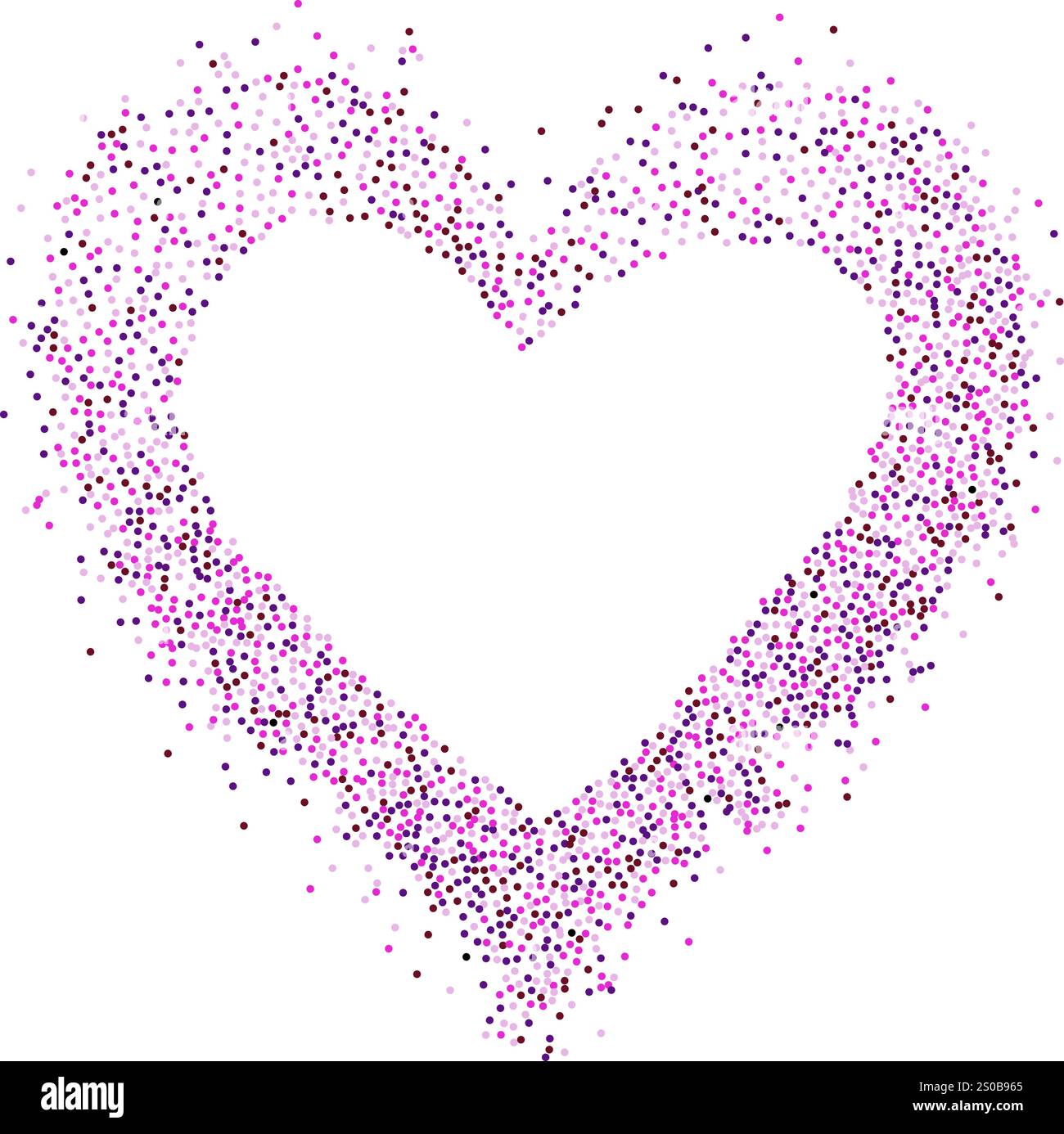 Creative frame of circular pink particles, heart shaped powder. For ...