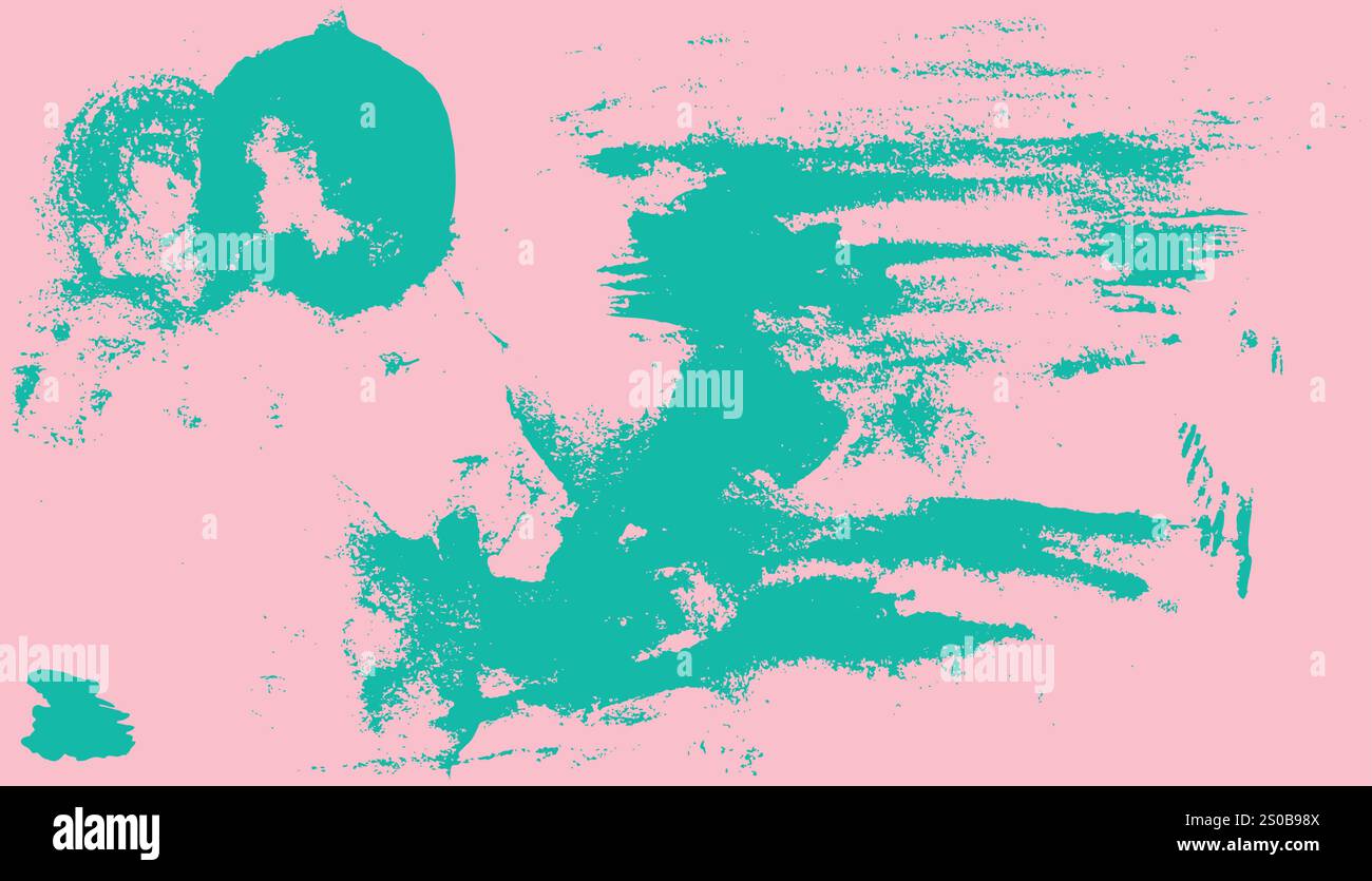 Grunge texture created from brush strokes. Teal and pink color texture ...