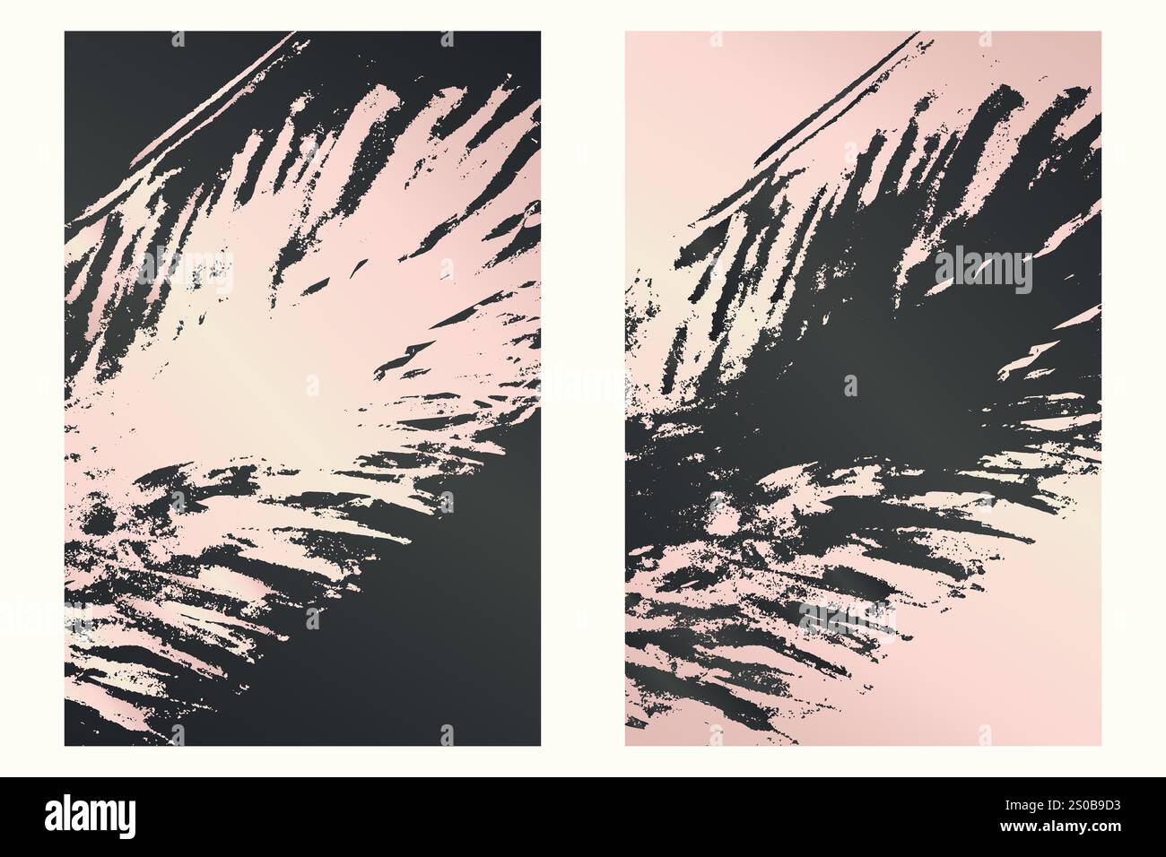 Watercolor or ink strokes in a grunge style banner template. Soft pink ...