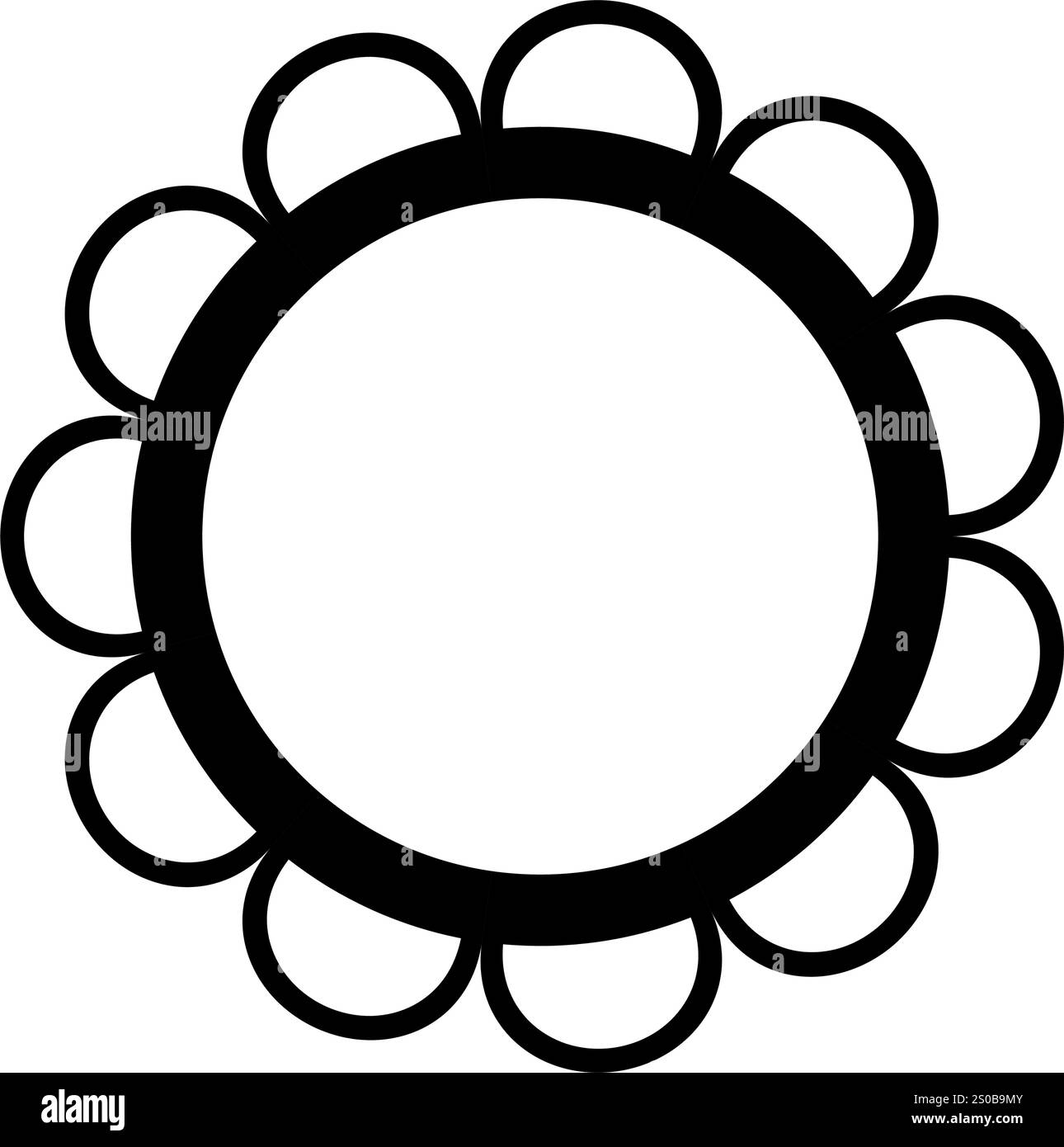 Scalloped edge circle frame. Simple round scalloped border. Fabric lace ...