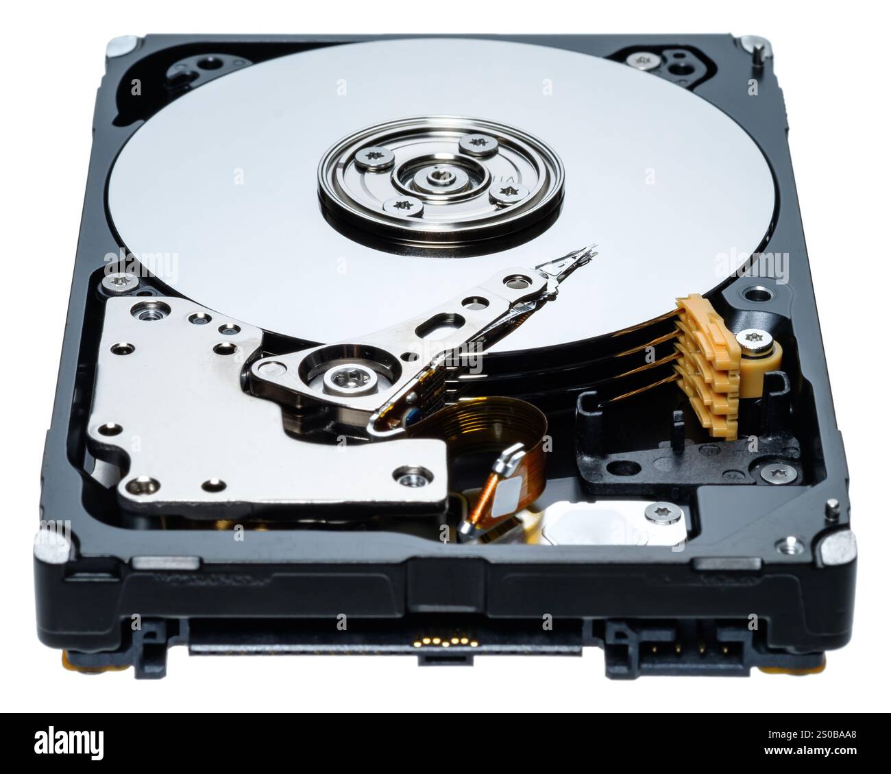 a computer's hard disk HDD data storage drive without a shield isolated ...