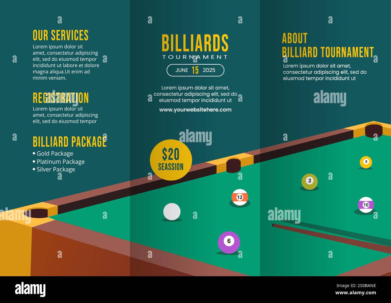 Billiards Game Cartoon Style Brochure Background Templates Stock Vector ...