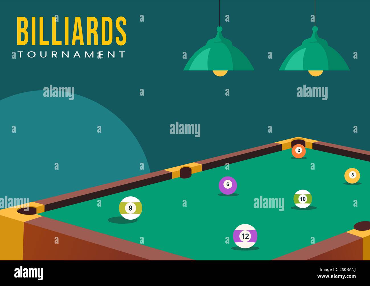 Billiards Game Flat Cartoon Templates for Social Media Background Stock ...