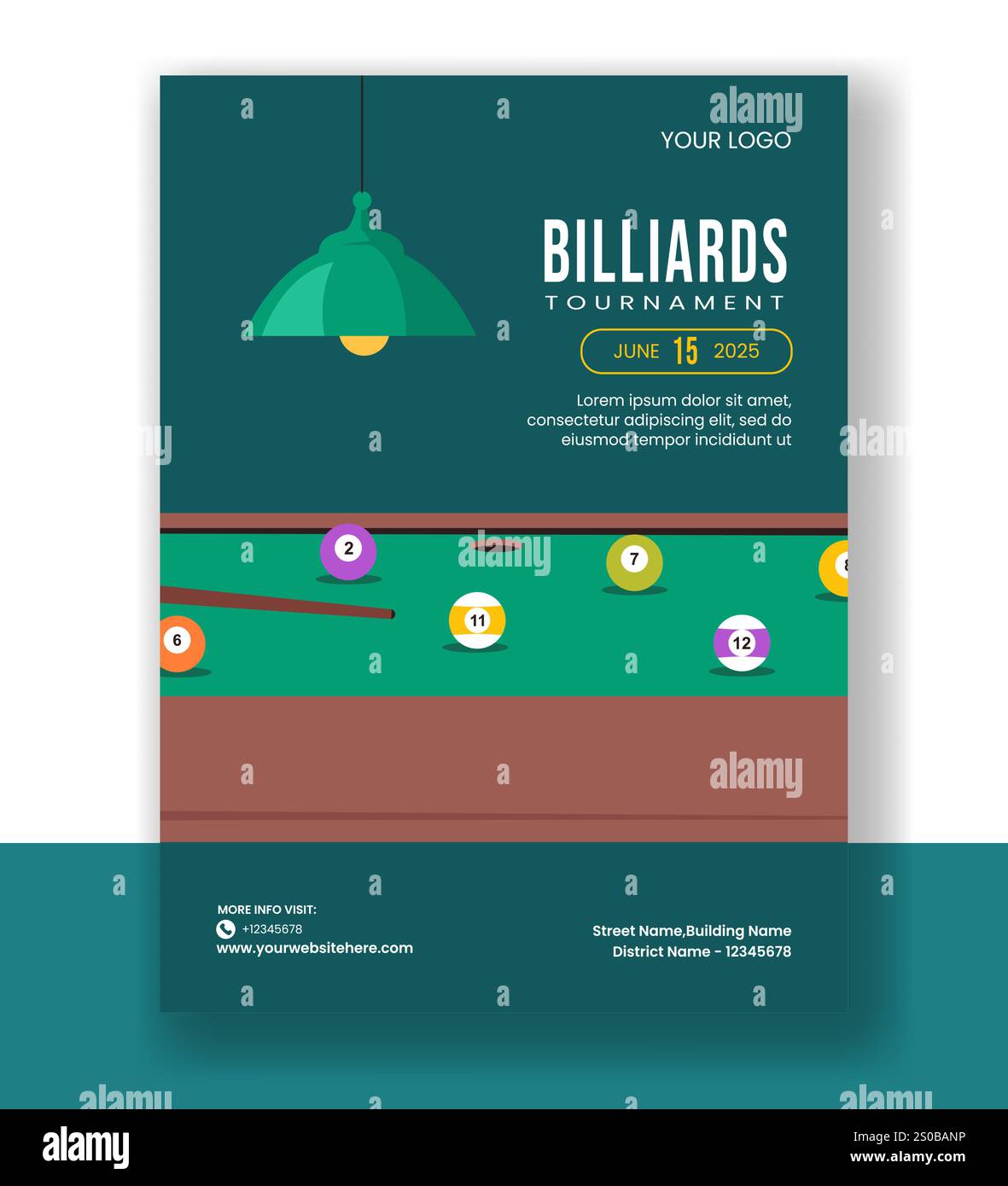 Billiards Game Illustration Templates for Vertical Poster Design ...