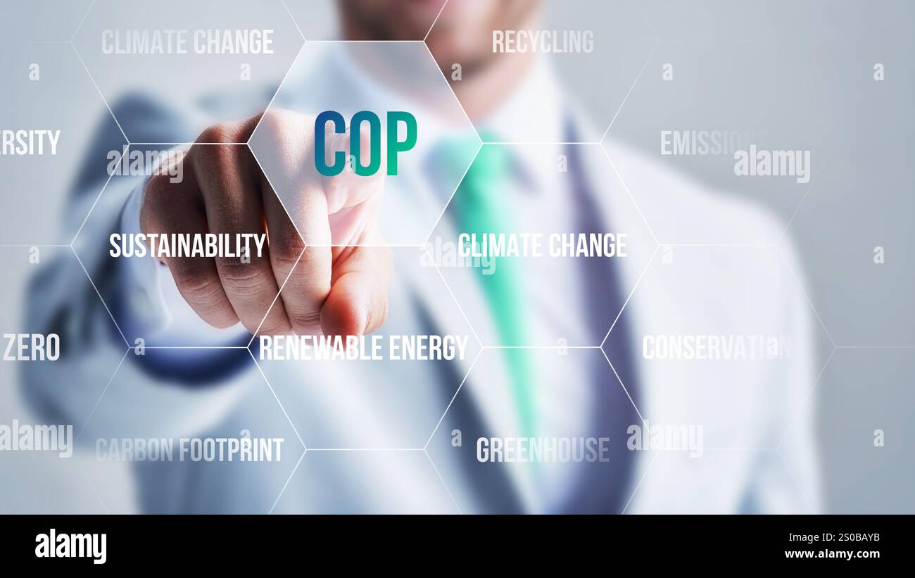 The businessman pointing the word COP with his hand Stock Photo - Alamy