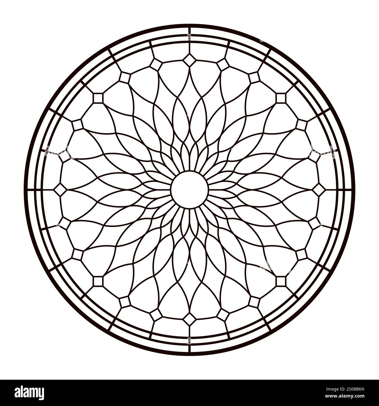 Church glass window. Colouring page for adult Stock Vector Image & Art ...