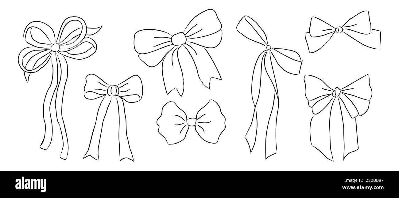 Set of tied bows in doodle style various shapes Stock Vector Image ...