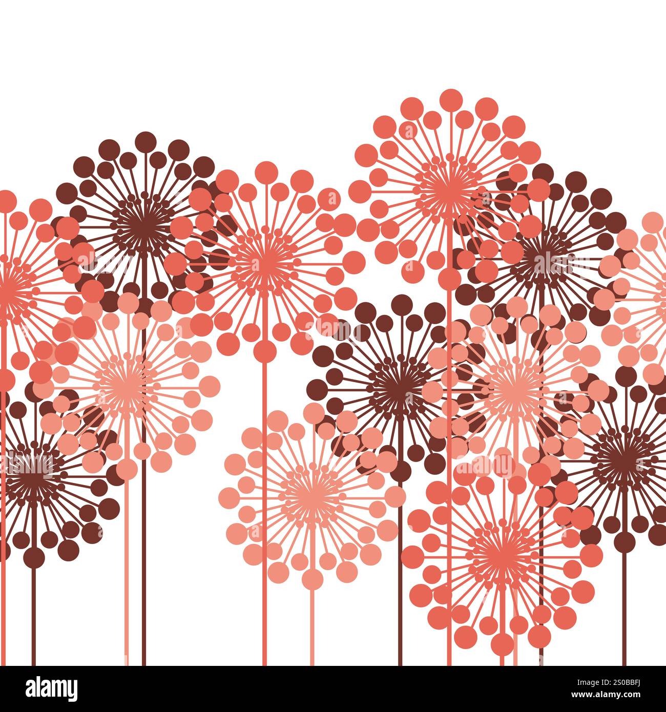 Retro Style Floral Design, Group of Flowers Isolated on White ...