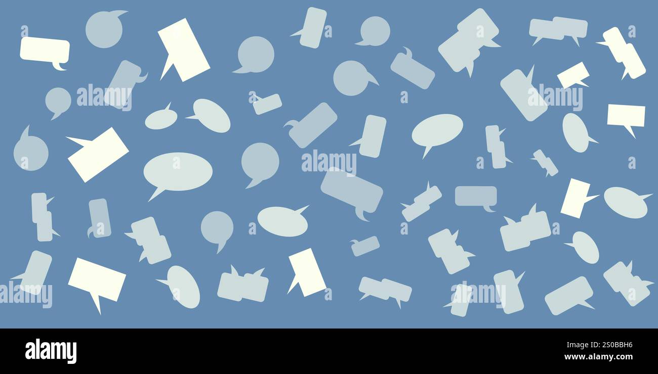 Blue Speech and Thought Bubbles, Simple Text Boxes,Communication ...