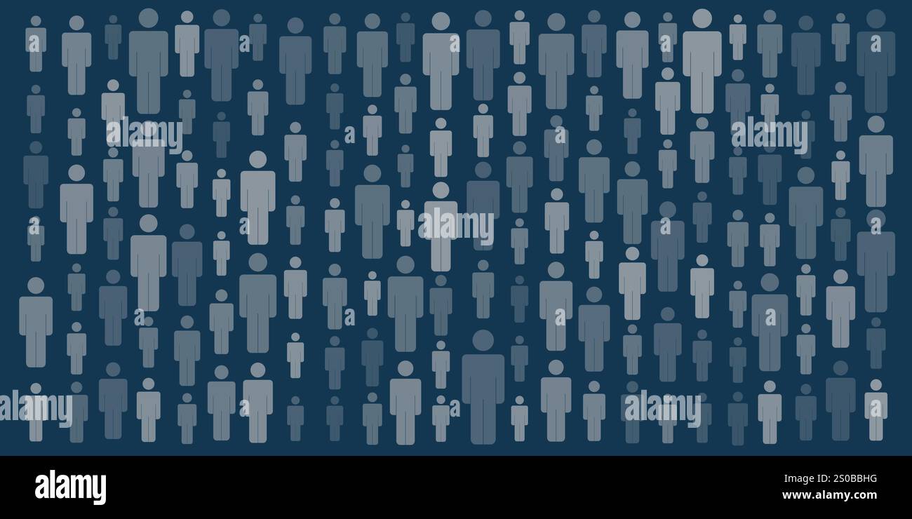 Lots of Standing Figures in Various Sizes and Shades of Blue - Wide ...